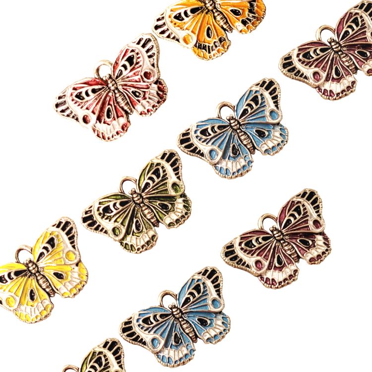 Butterfly -Enamel Painted Silver Plate – The Sparkling Pebble